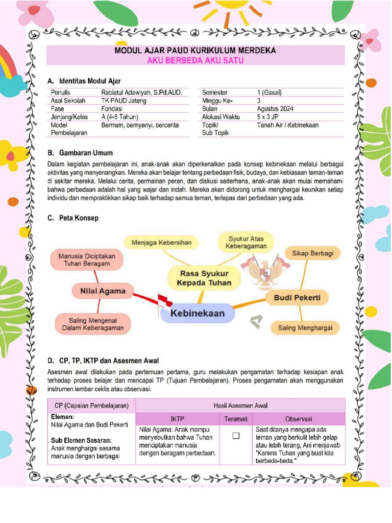 Modul Ajar TK Kelompok B (1) | PDF