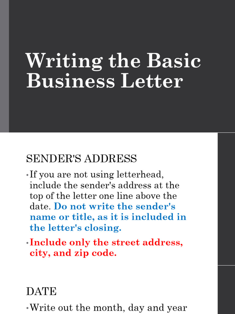 Writing The Basic Business Letter | PDF | Text | Typography