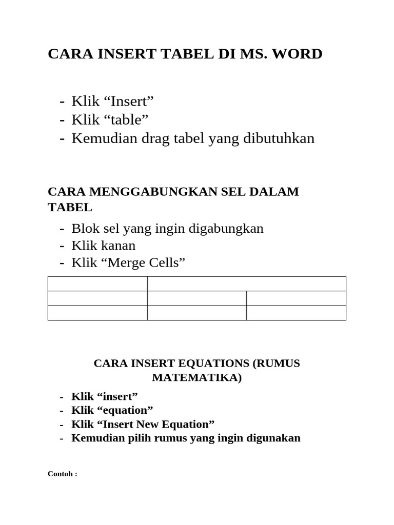 Cara Insert Tabel Di Ms | PDF