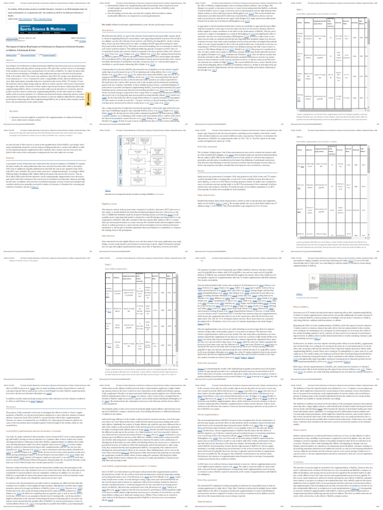 The Impact of Sodium Bicarbonate On Performance in Response To Exercise ...