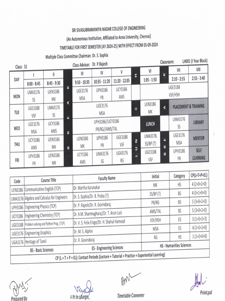 Time Table 2024 | PDF