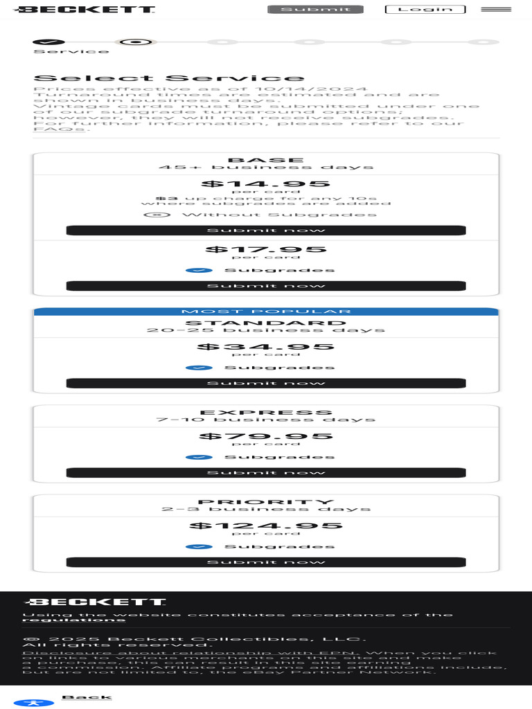 Submit Cards Online Beckett Grading Submission | PDF