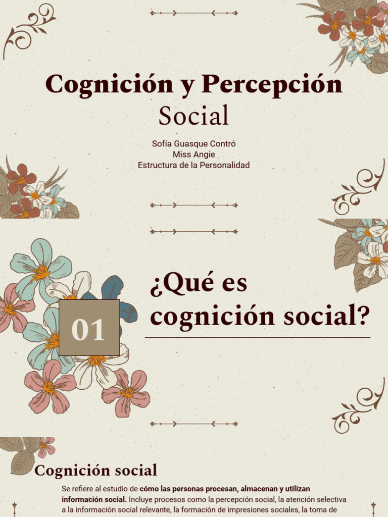 Cognición y Percepción Social Explicadas | PDF | Sicología | Cognición