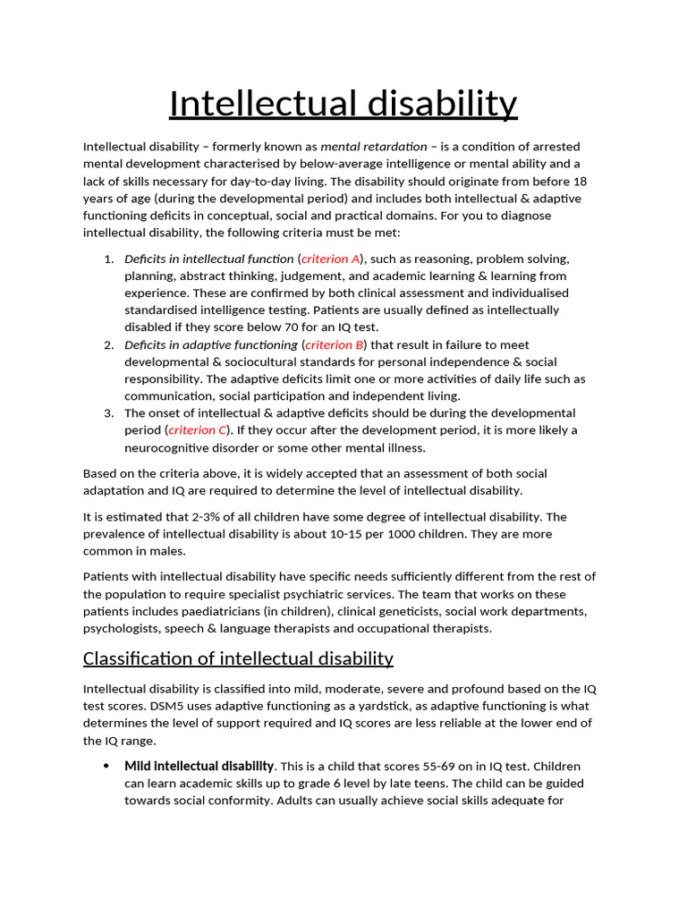 Intellectual Disability | PDF | Intellectual Disability | Mental Disorder