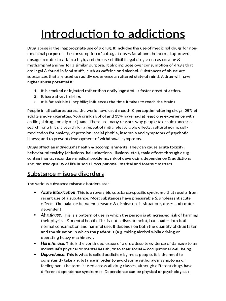 Understanding Substance Addictions | PDF | Substance Abuse | Substance ...