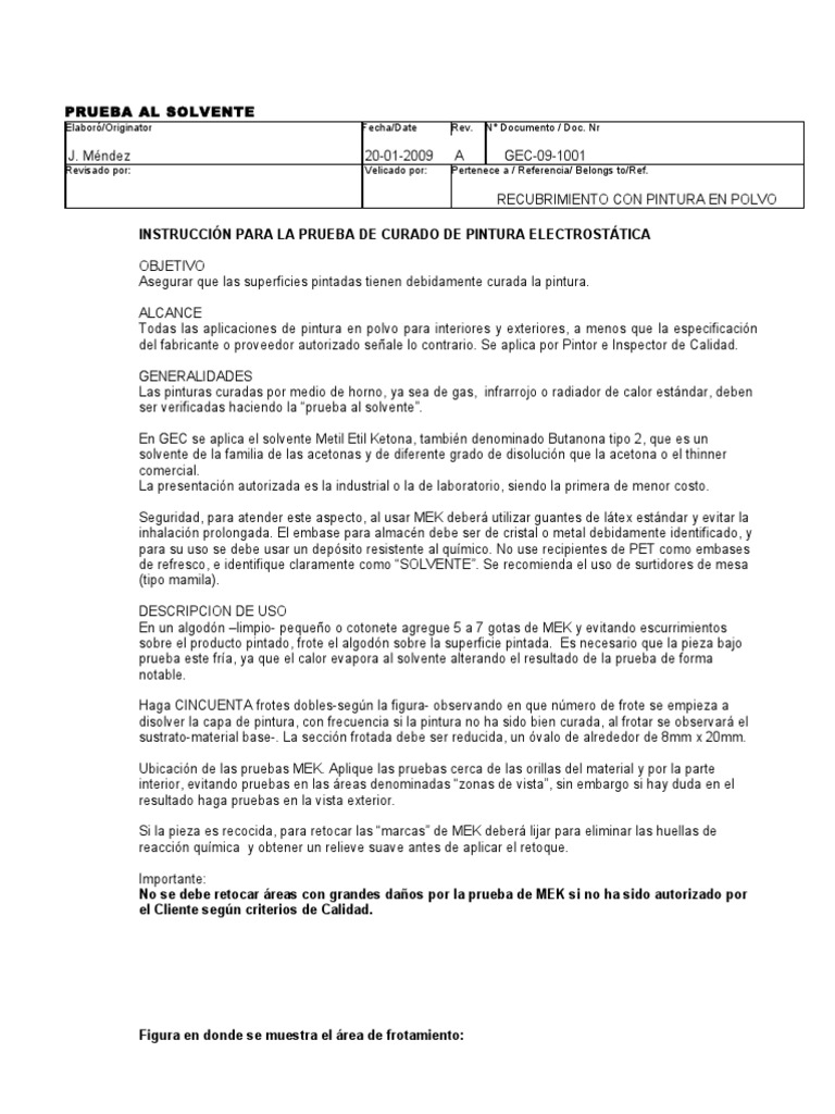 Prueba de Curado de Pintura MEK | PDF | Pintar | Solvente