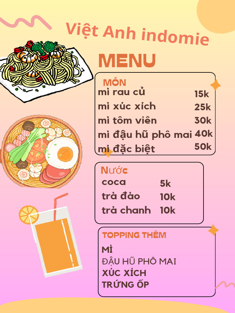 Orange and Cream Illustrative Food Menu | PDF