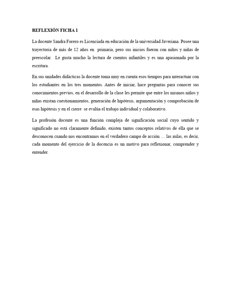 Reflexiones sobre la Docencia en Primaria | PDF