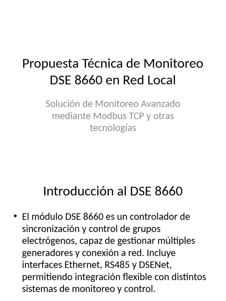 Monitoreo DSE 8660 por Modbus TCP | PDF