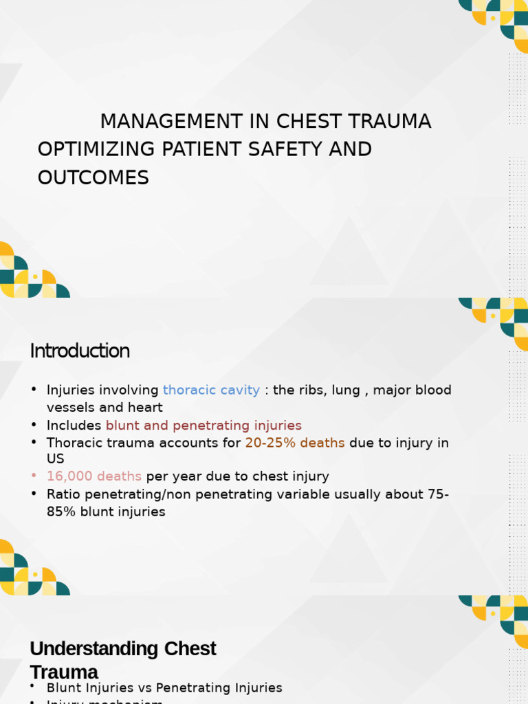 Management in Chest Trauma Optimizing Patient Safety and Outcomes | PDF ...