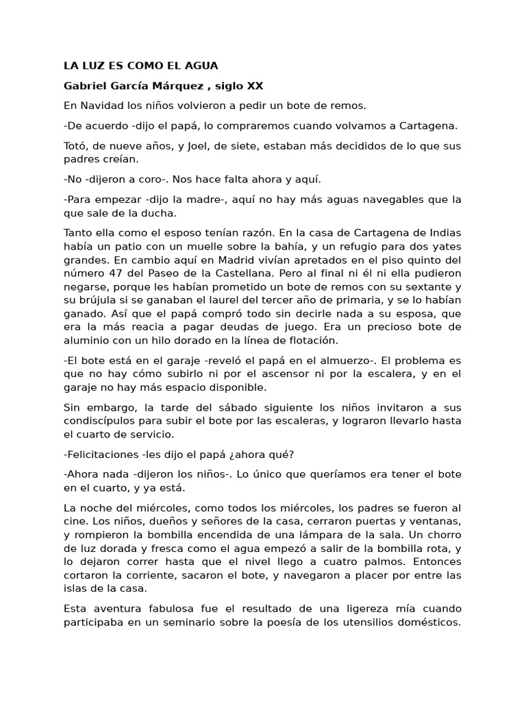 La Luz Es Como El Agua | PDF