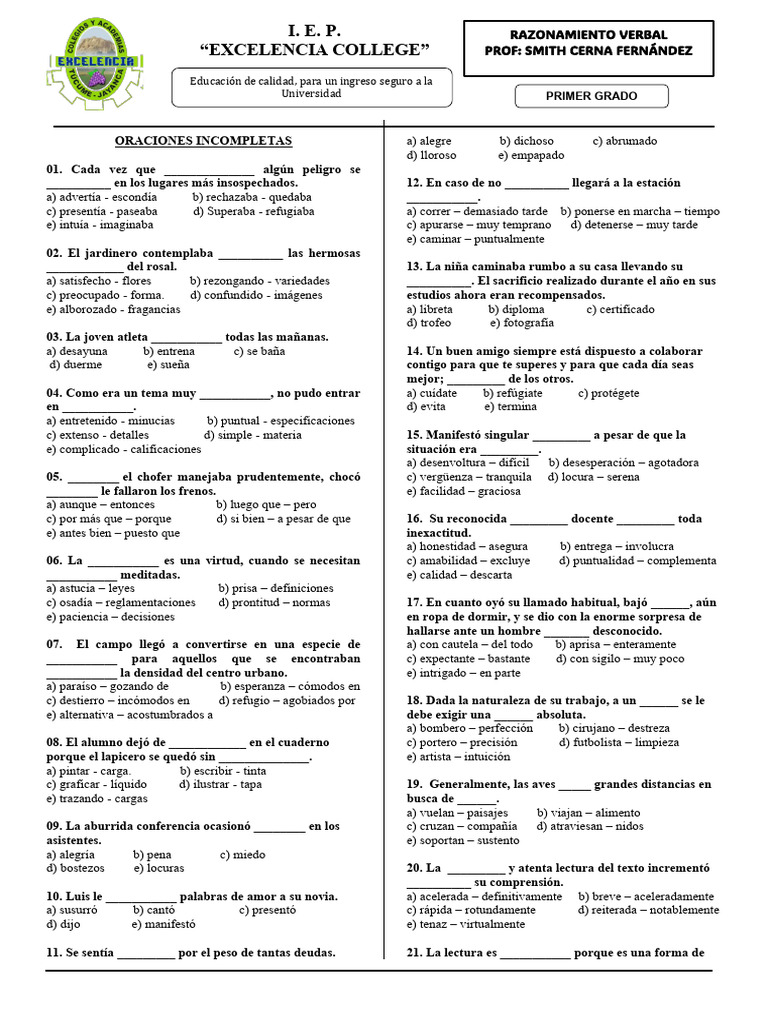 461_PR__CTICA_ORACIONES_INCOMPLETAS___PRIMERO | PDF