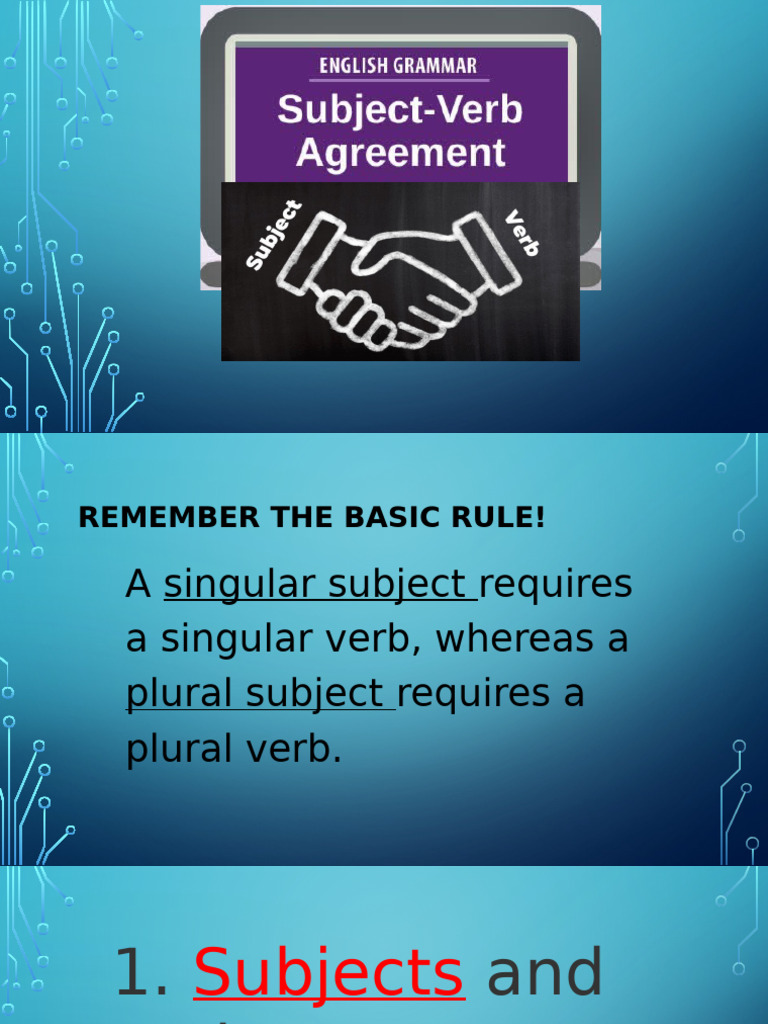 Slesson 1 Subject Verb Agreement Rules For Students | PDF | Grammatical ...