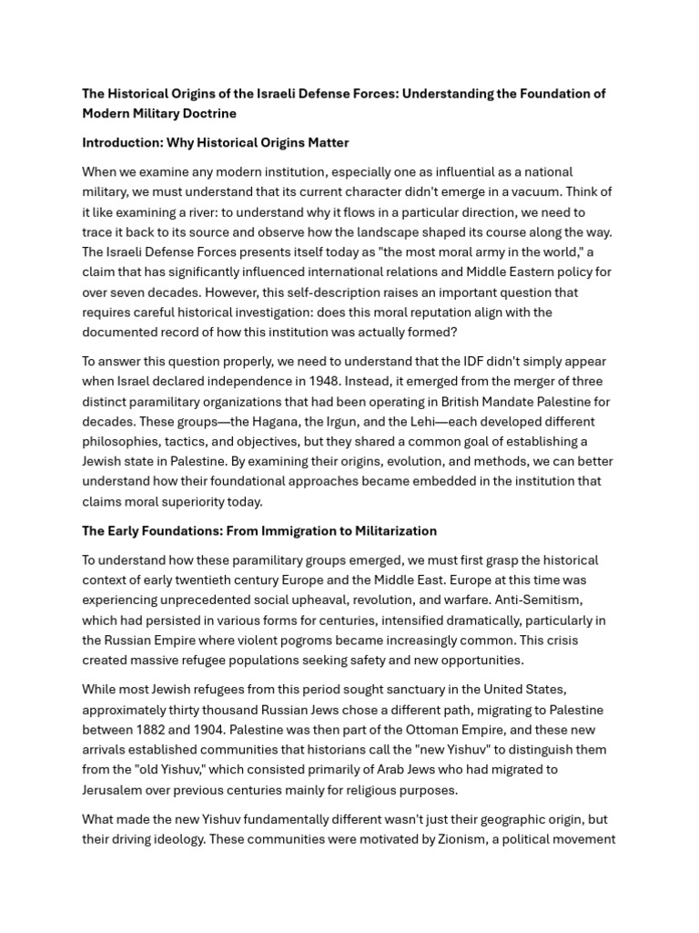 Origins of the Israeli Defense Forces | PDF | Zionism | Mandatory Palestine