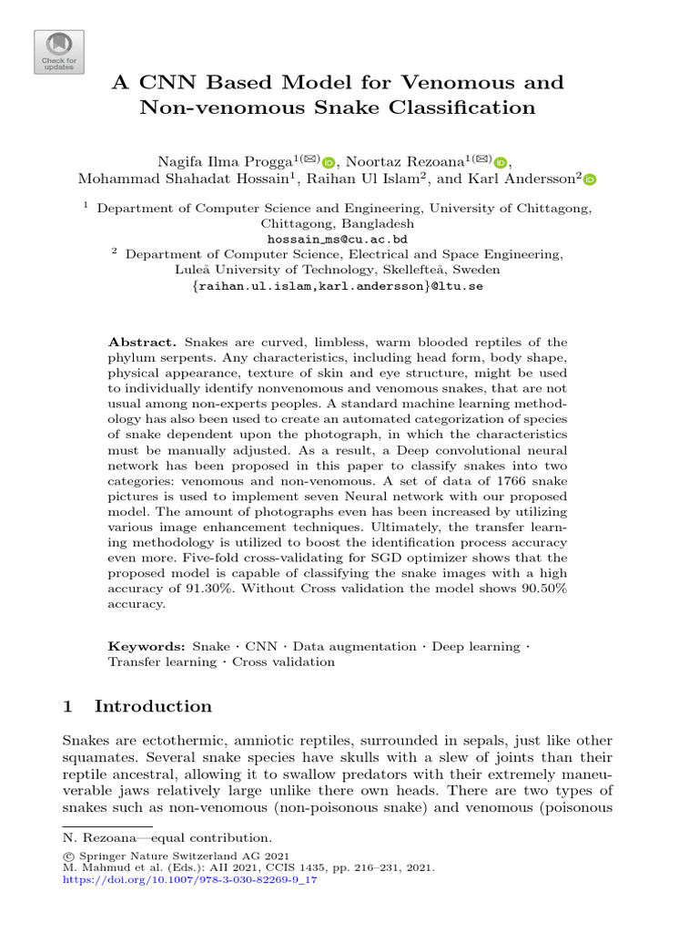 (2021) A CNN Based Model For Venomous and Non-Venomous Snake ...