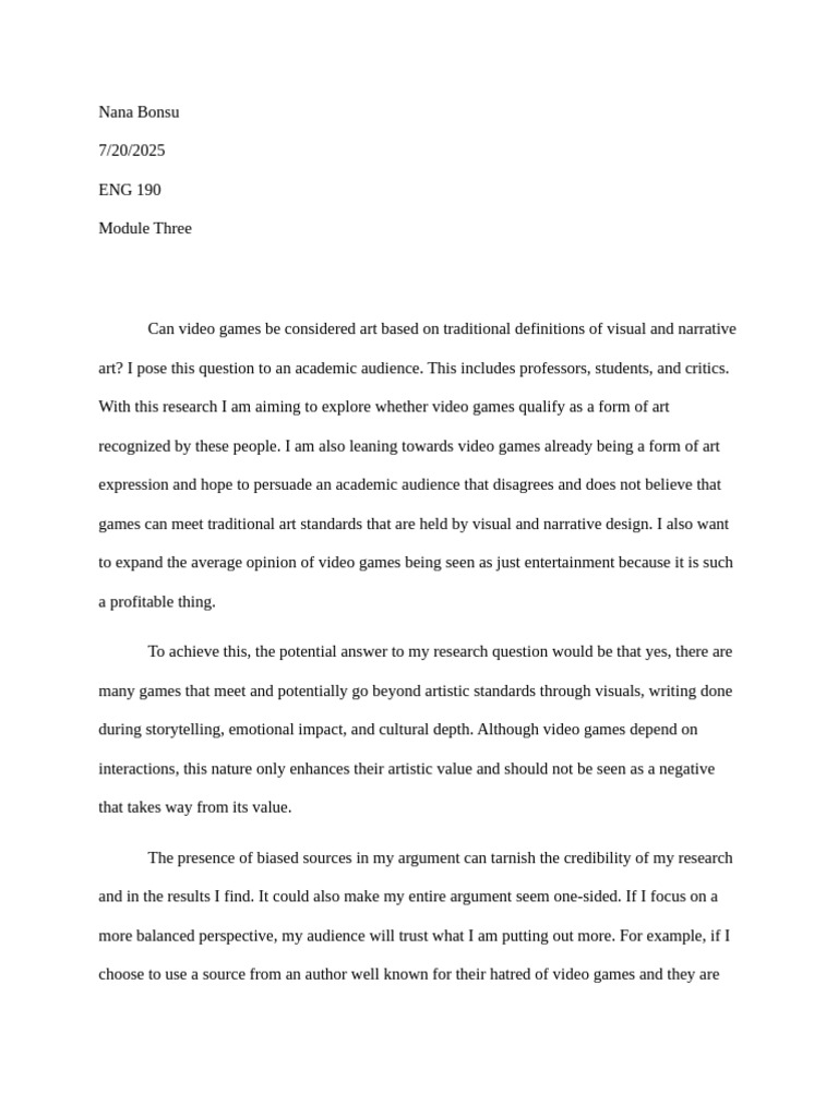 Module Three - EnG 190 | PDF | Narrative | Human Communication