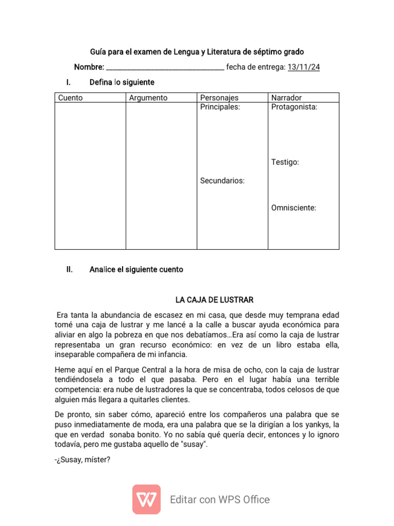 Guía de Lengua y Literatura 7° Grado | PDF