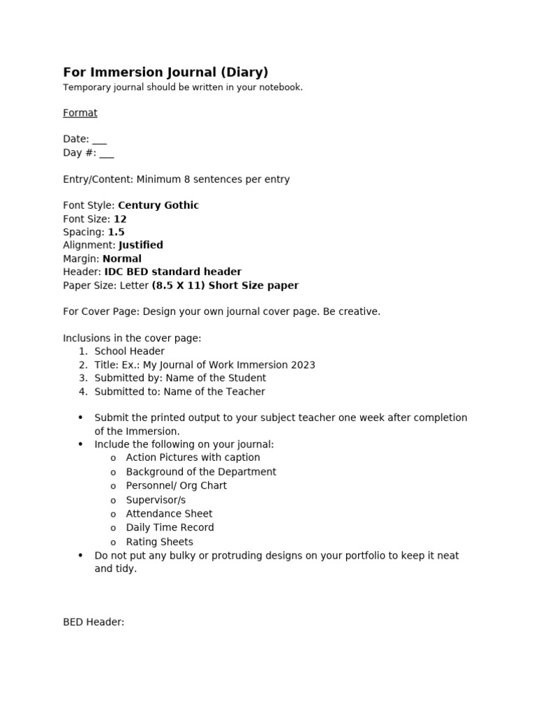 For Immersion Journal | PDF