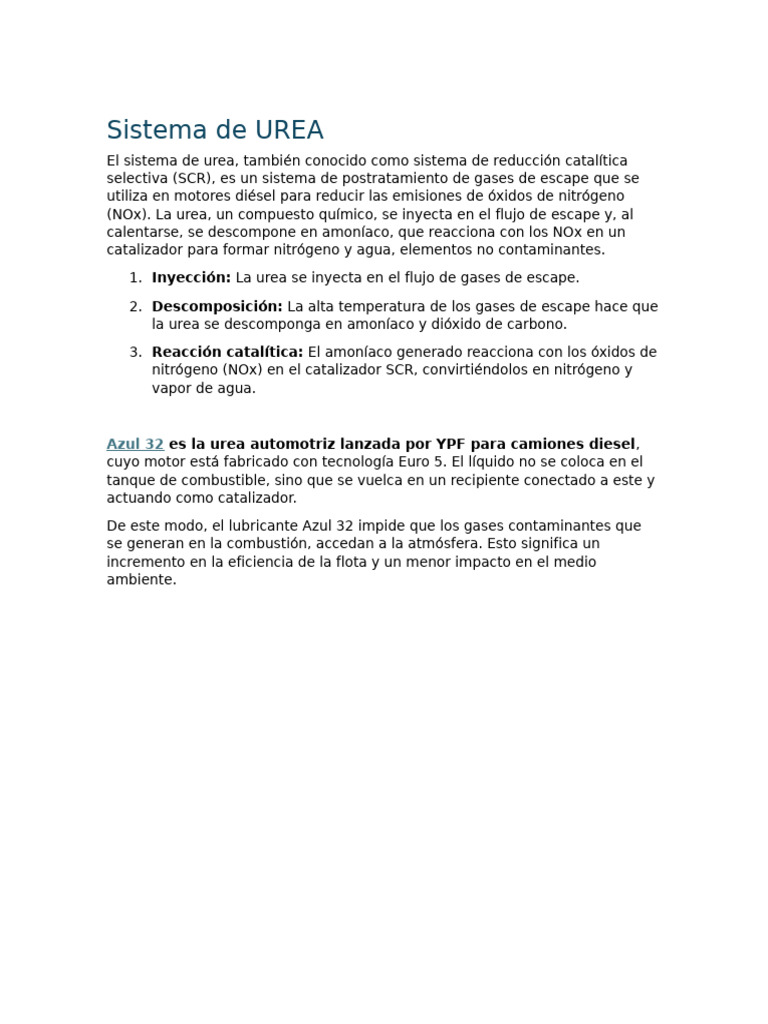 Sistema de UREA | PDF