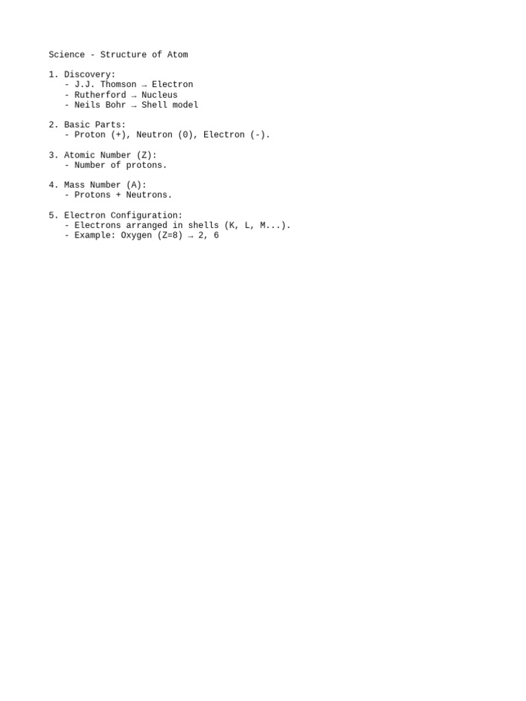 Science - Structure of Atom | PDF