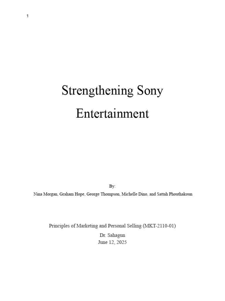 Sony Entertainment Marketing Strategy | PDF | Sony