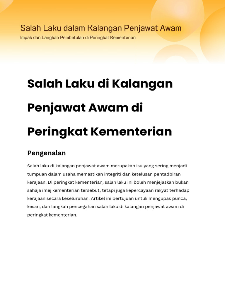 Salah Laku Di Kalangan Penjawat Awam Di Peringkat Kementerian | PDF