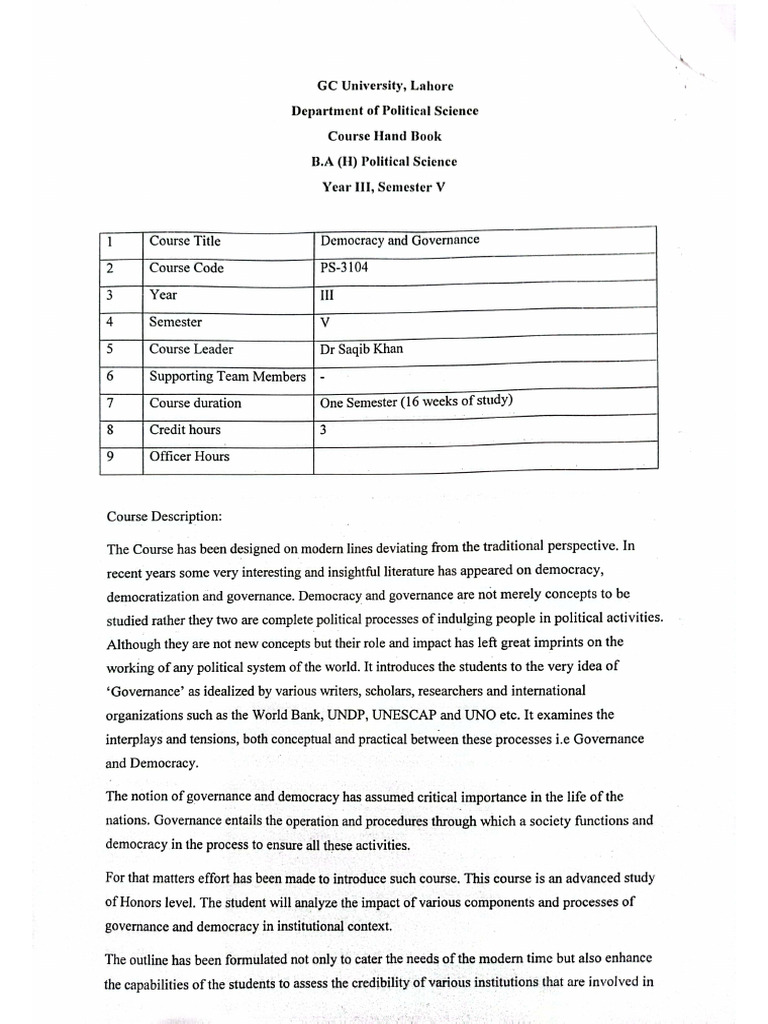 PS-3104 Democracy and Governance | PDF