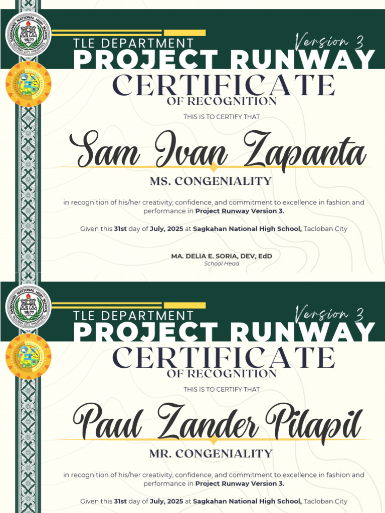 Certificate For Project Runway V3 | PDF