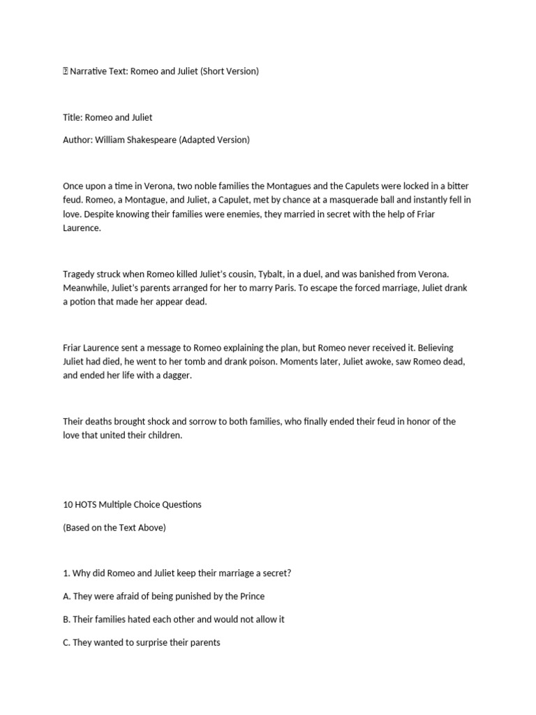 Narrative Te-WPS Office | PDF | Characters In Romeo And Juliet