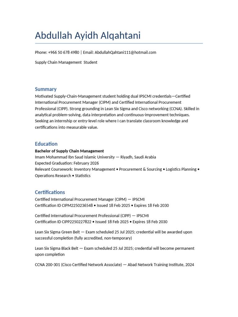Abdullah Ayidh Alqahtani CV | PDF