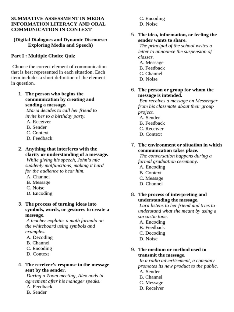Summative Assessment in Media Information Literacy and Oral ...