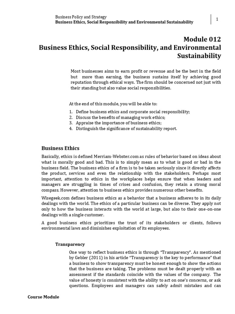 Week 12 - Business Ethics, Social Responsibility, and Environmental ...