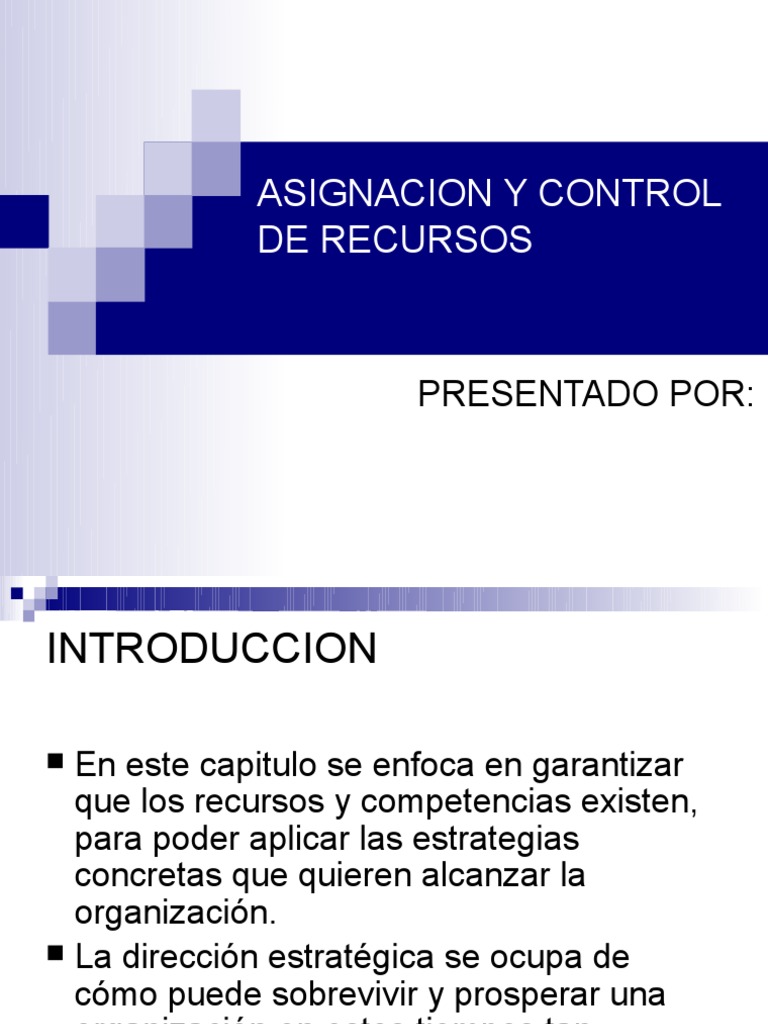 Asignacion y Control de Recursos Final | Descargar gratis PDF ...
