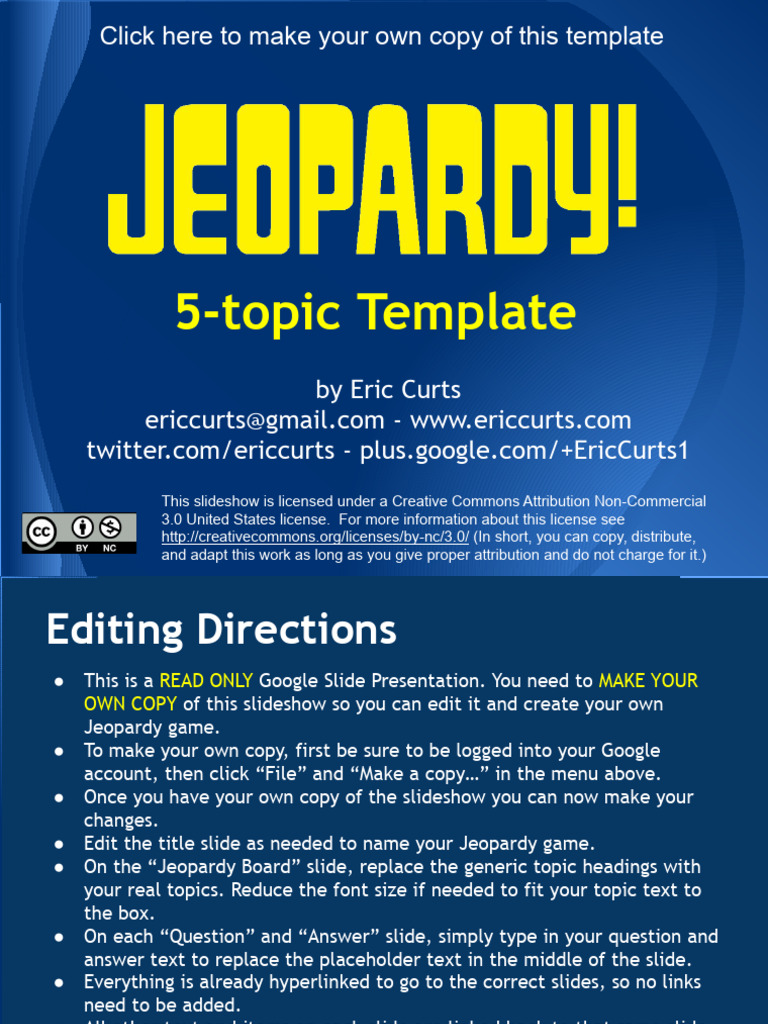 Customizable Jeopardy Game Template | PDF | Cell Biology | Biology