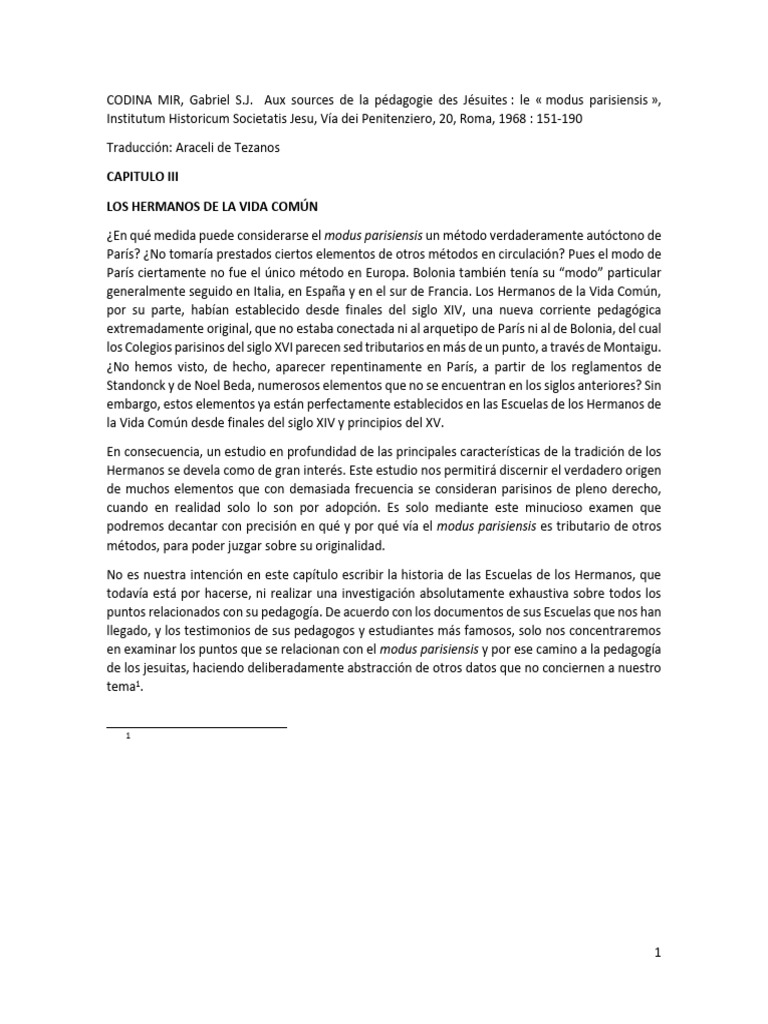 Codina MIr Los Hermanos de La Vida Común Traducción de Tezanos | PDF