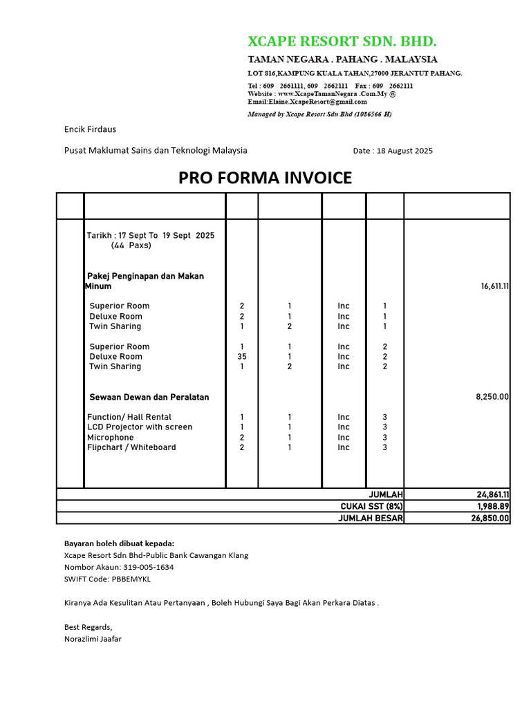 Invoice - Pusat Sains Dan Teknologi Malaysia | PDF