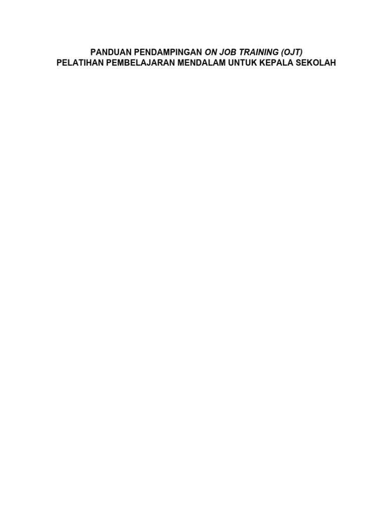 Panduan Pendampingan OJT KS | PDF