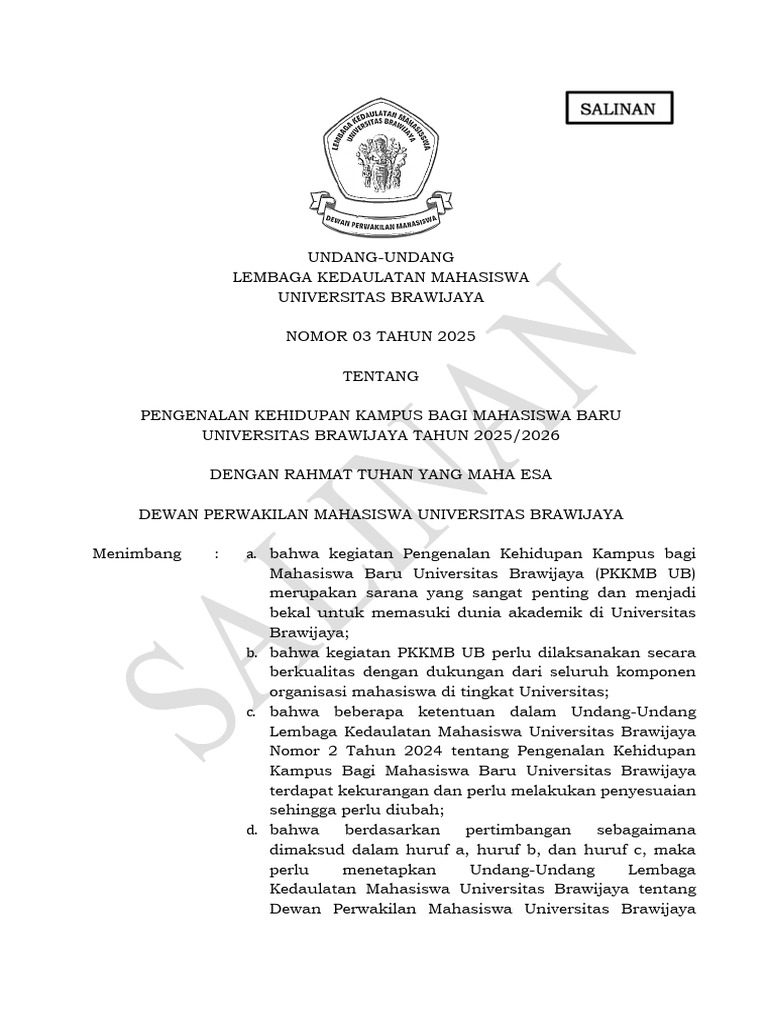 PKKMB UB 2025: Panduan Mahasiswa Baru | PDF