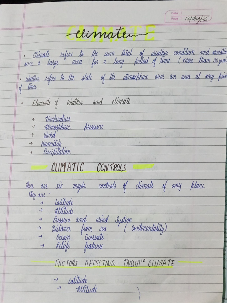 Class-9th Geography Chapter-4 (Climate) Notes | PDF