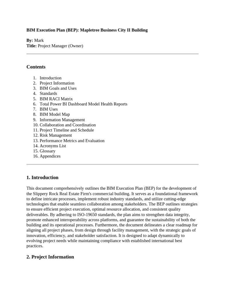 BIM Execution Plan for Mapletree City II | PDF | Building Information ...