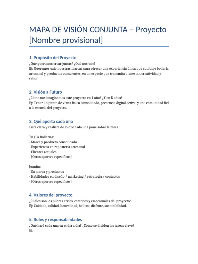 Mapa Vision Conjunta Proyecto | PDF