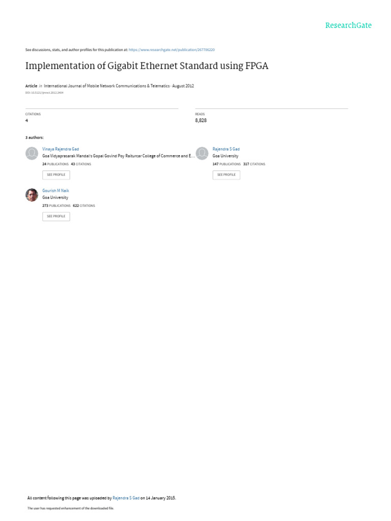 Implementation of Gigabit Ethernet Standard Using | PDF | Computer Networking | Computer ...