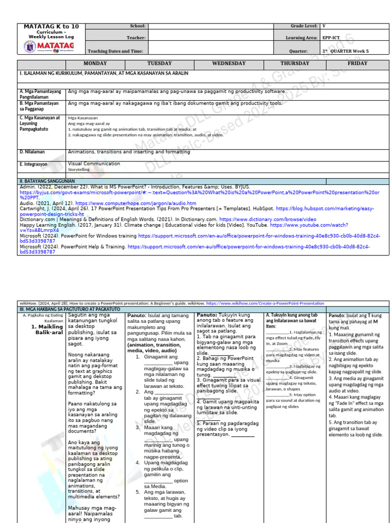 DLL_EPP ICT 5_Q1 W5 | PDF