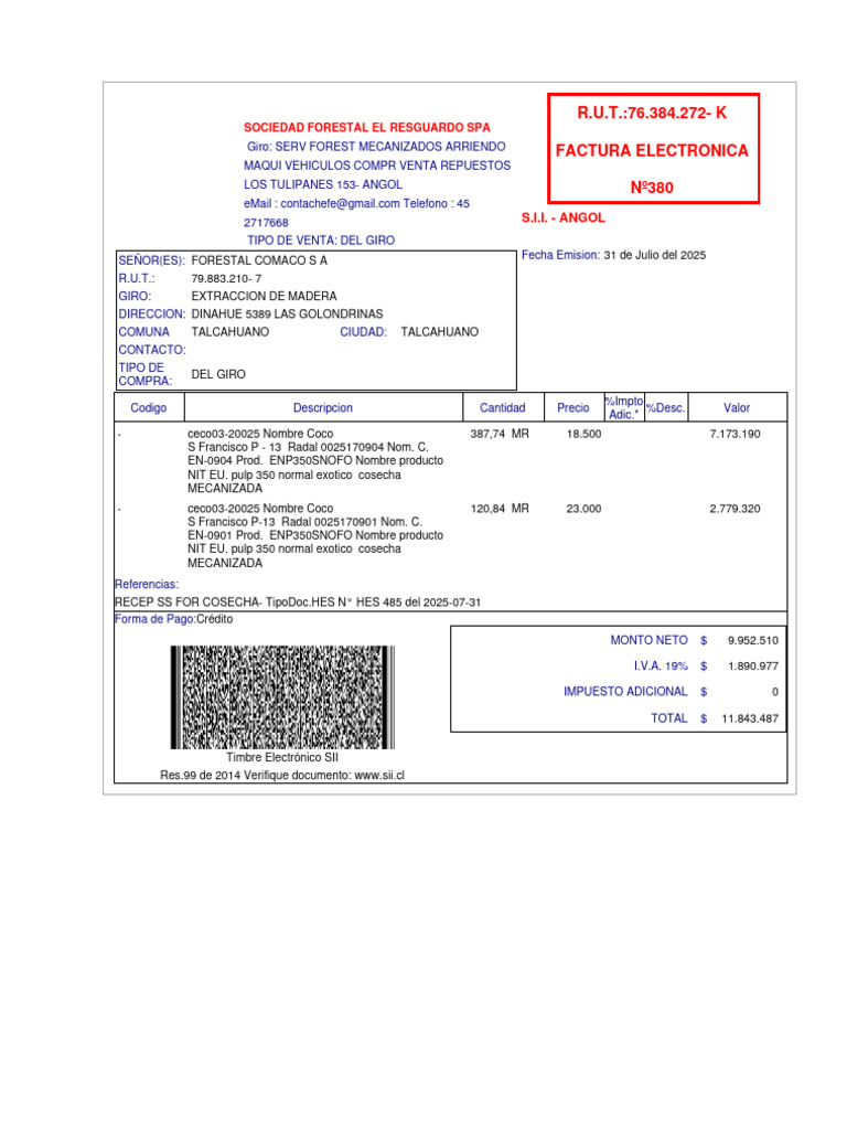 Forestal El Resguardo A Comaco | PDF | Pagos