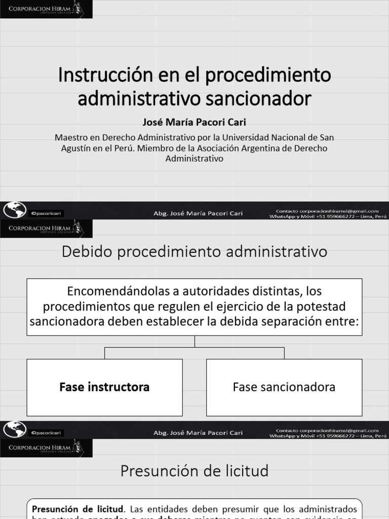 Instrucción en El Procedimiento Sancionador - Autor José María Pacori Cari | PDF | Justicia ...
