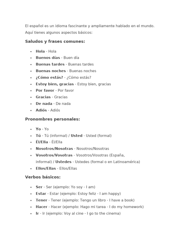 Aspectos Basicos Del Español | PDF