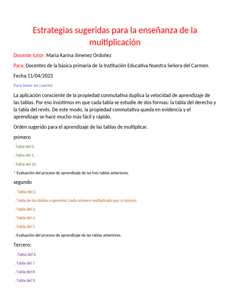 Estrategias Multiplicativas | PDF | Enseñando | Multiplicación
