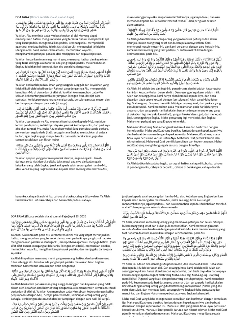 Doa Fajar Setelah Shalat Sunnah | PDF
