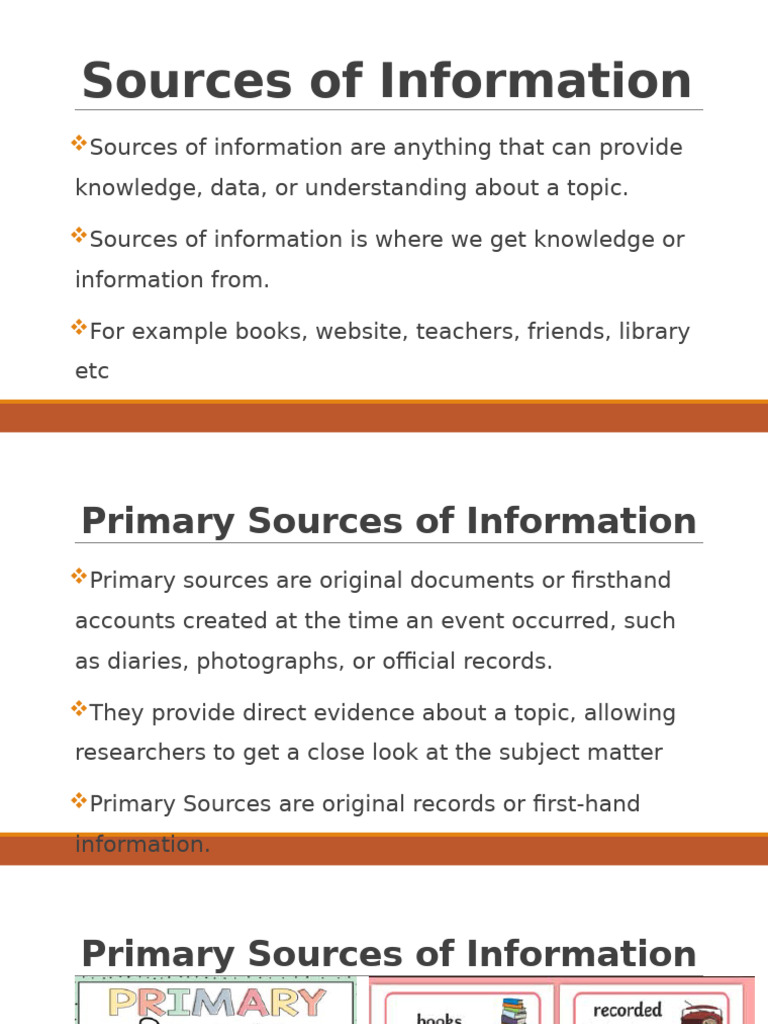 Primary Sources of Information Explained | PDF