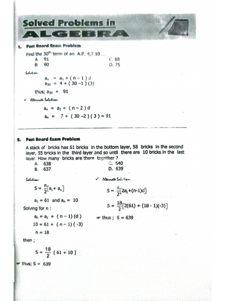 Chapter 1 Algebra Problems | PDF